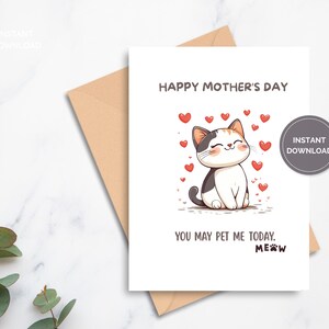 Cat Mom, Mother's Day Printable Card, Happy Mothers Day Greeting Card ...