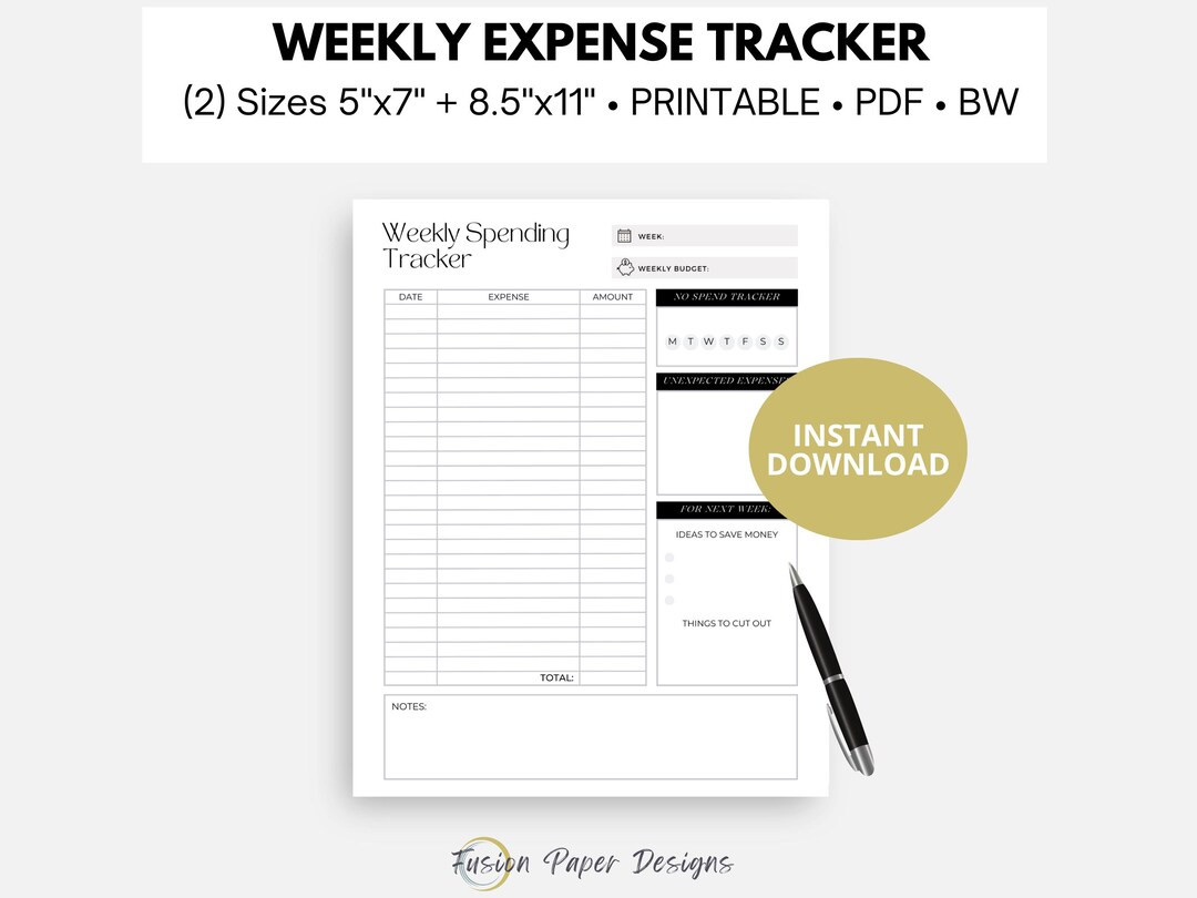 Weekly Expense Tracker, Personal Expense Tracker, Expense Printable ...