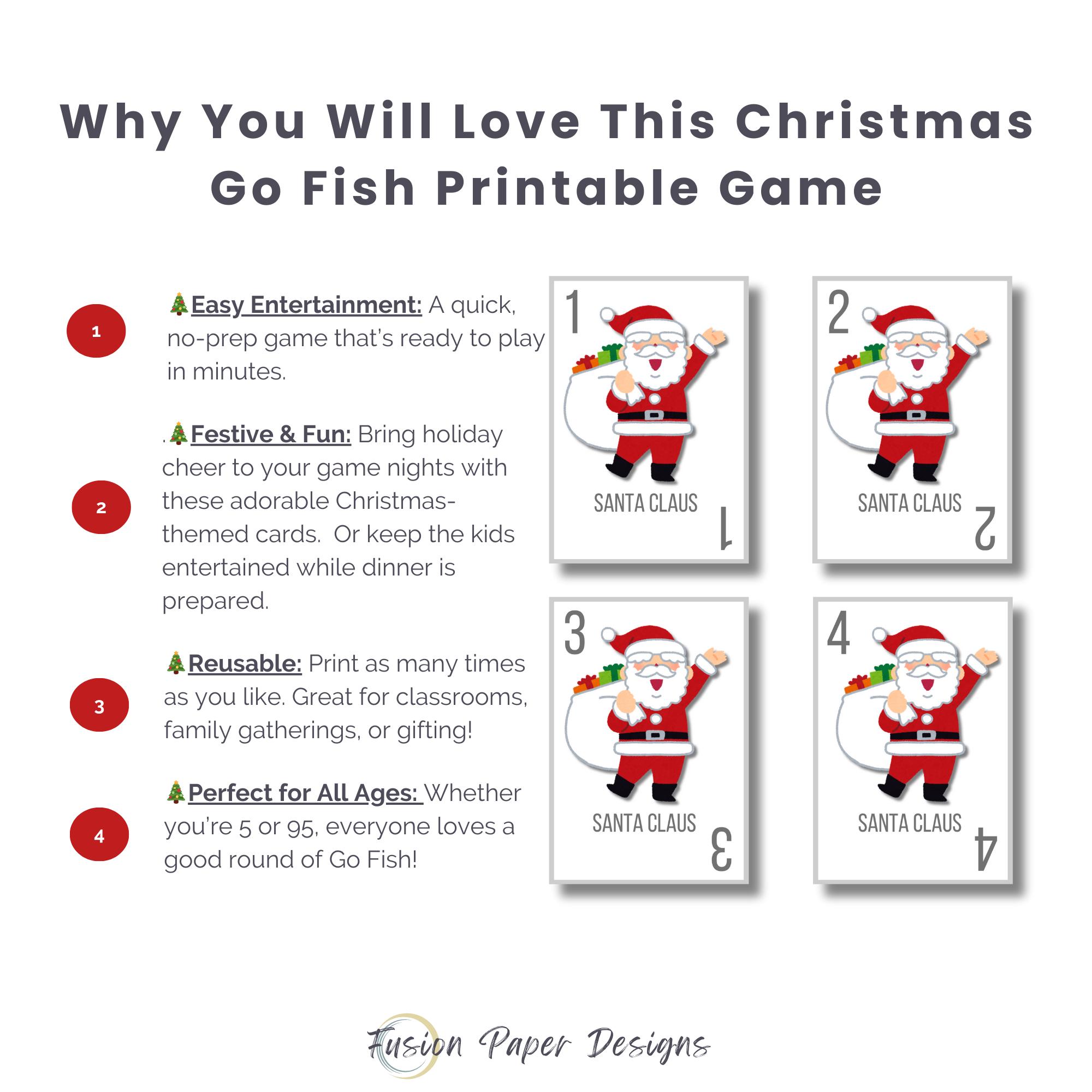 Christmas Go Fish Game Printable, Holiday Activity for Kids & Families ...
