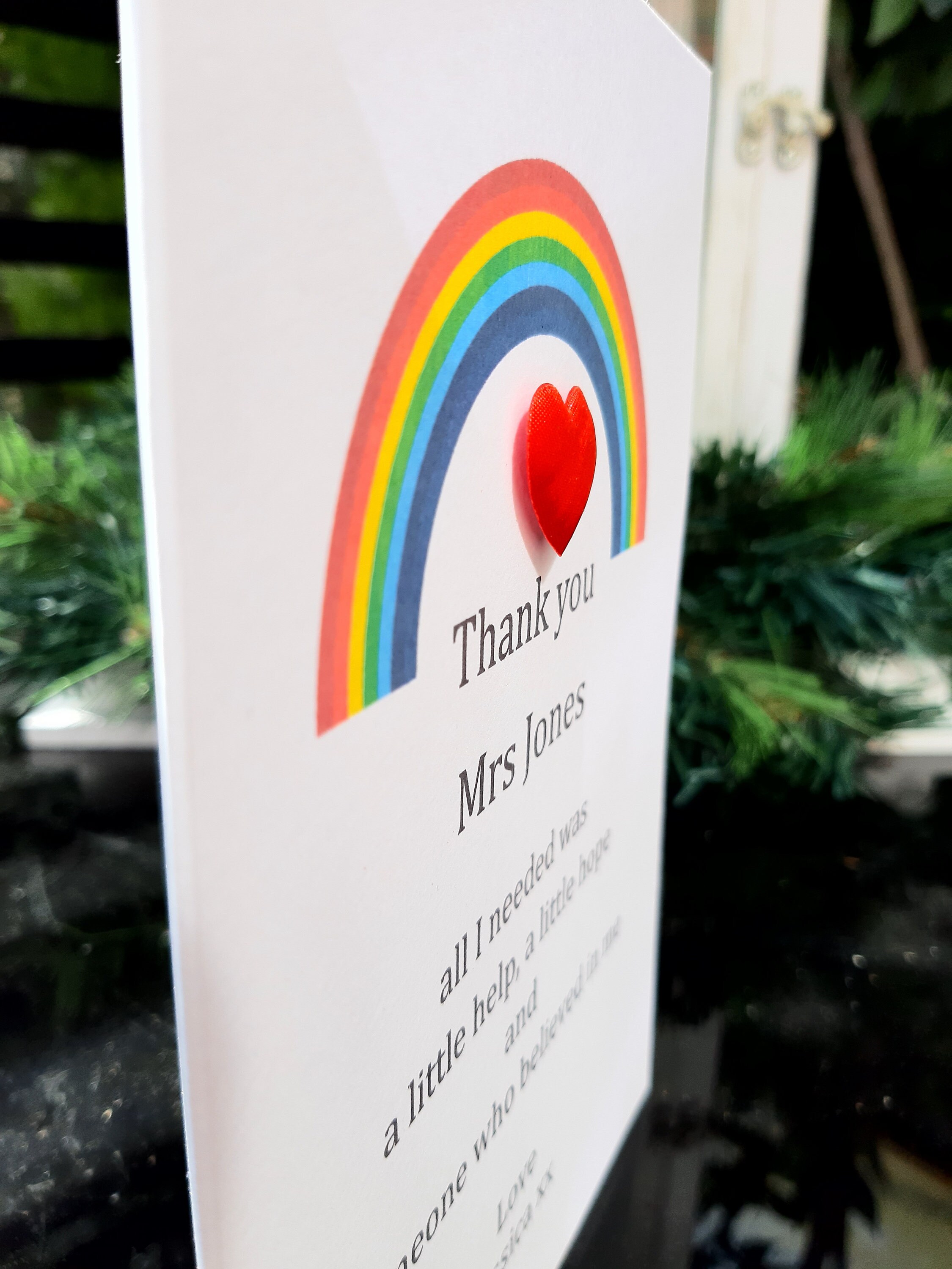 Personalised Thank You Teacher Card, Rainbow Card, Help and Hope ...