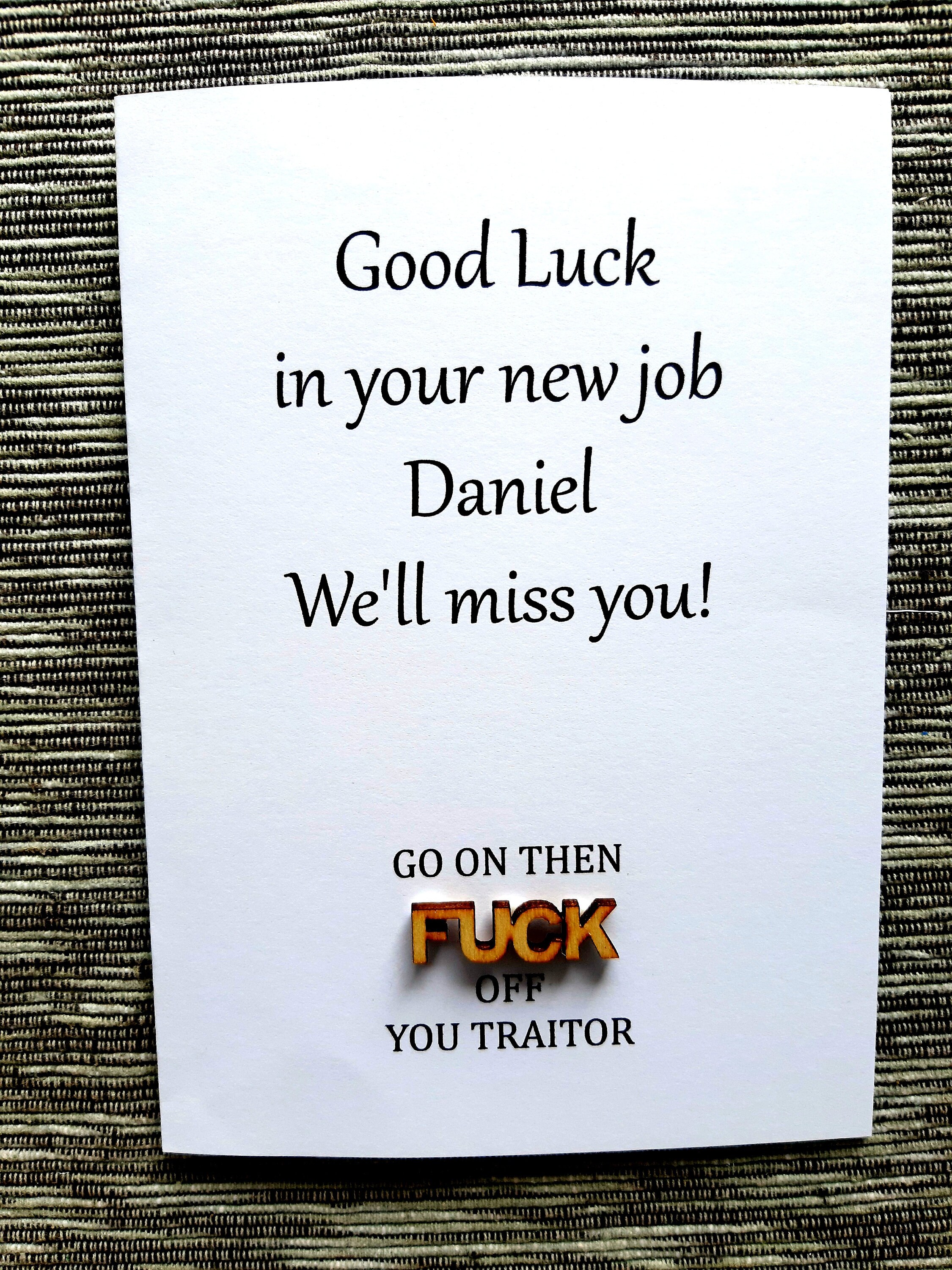 Personalised Fuck off Traitor Card, Funny New Job Card, Good Luck Card ...