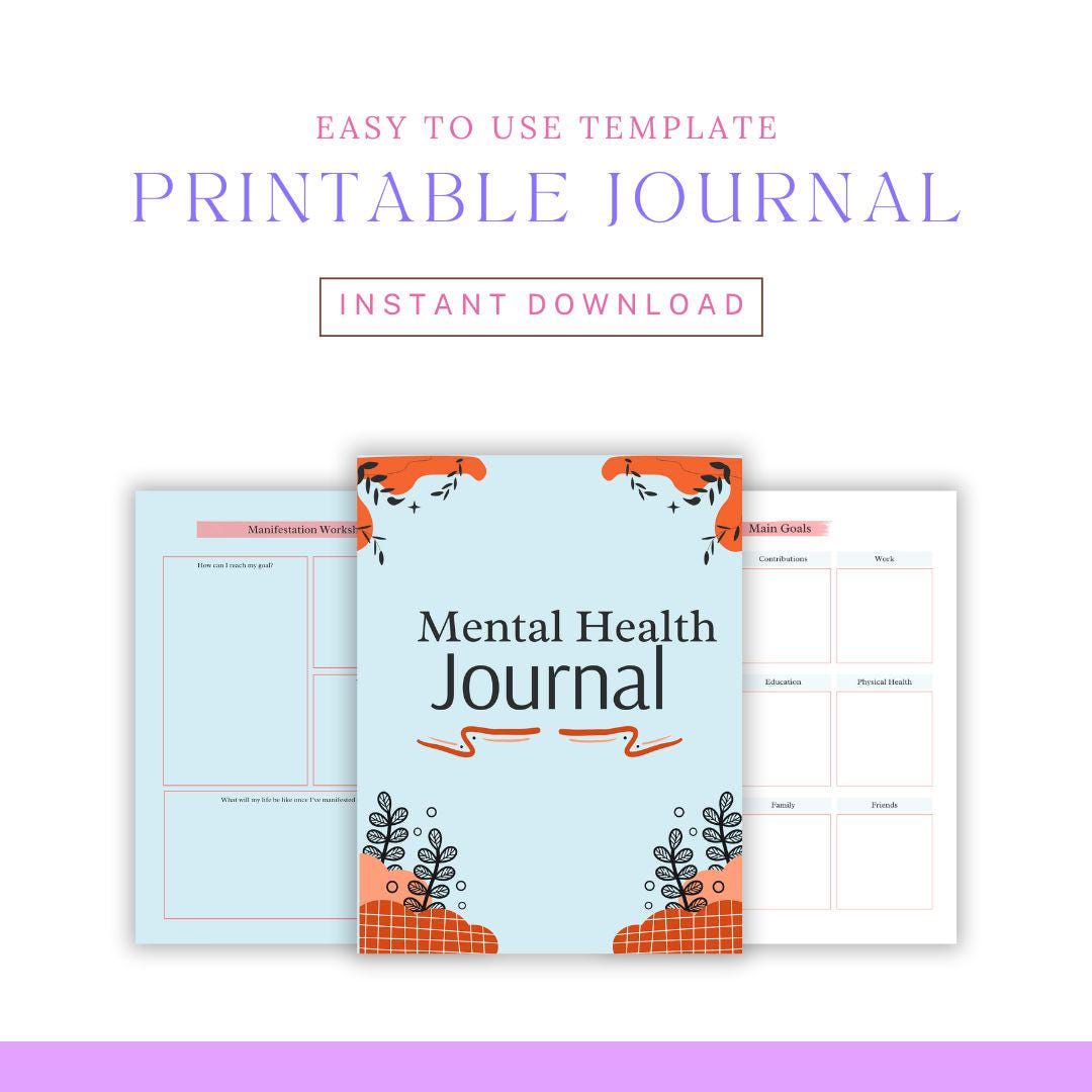 Mental Health Journal – Printable Journal for Mental Wellness | Daily ...