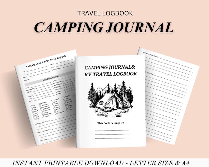 Adventure Journal Printable PDF - Camping and RV Travel Logbook, Couple ...