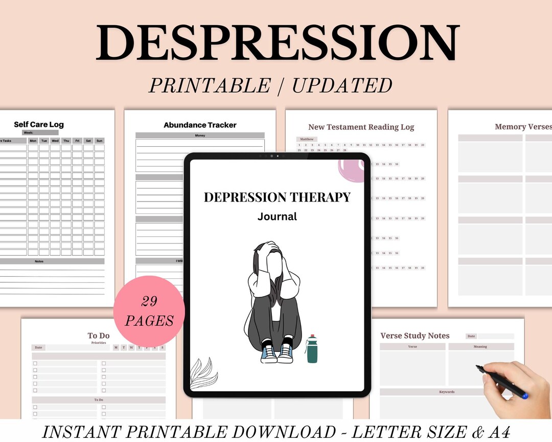 Mood Tracker Depression Journal & CBT Worksheets Printable Mental ...