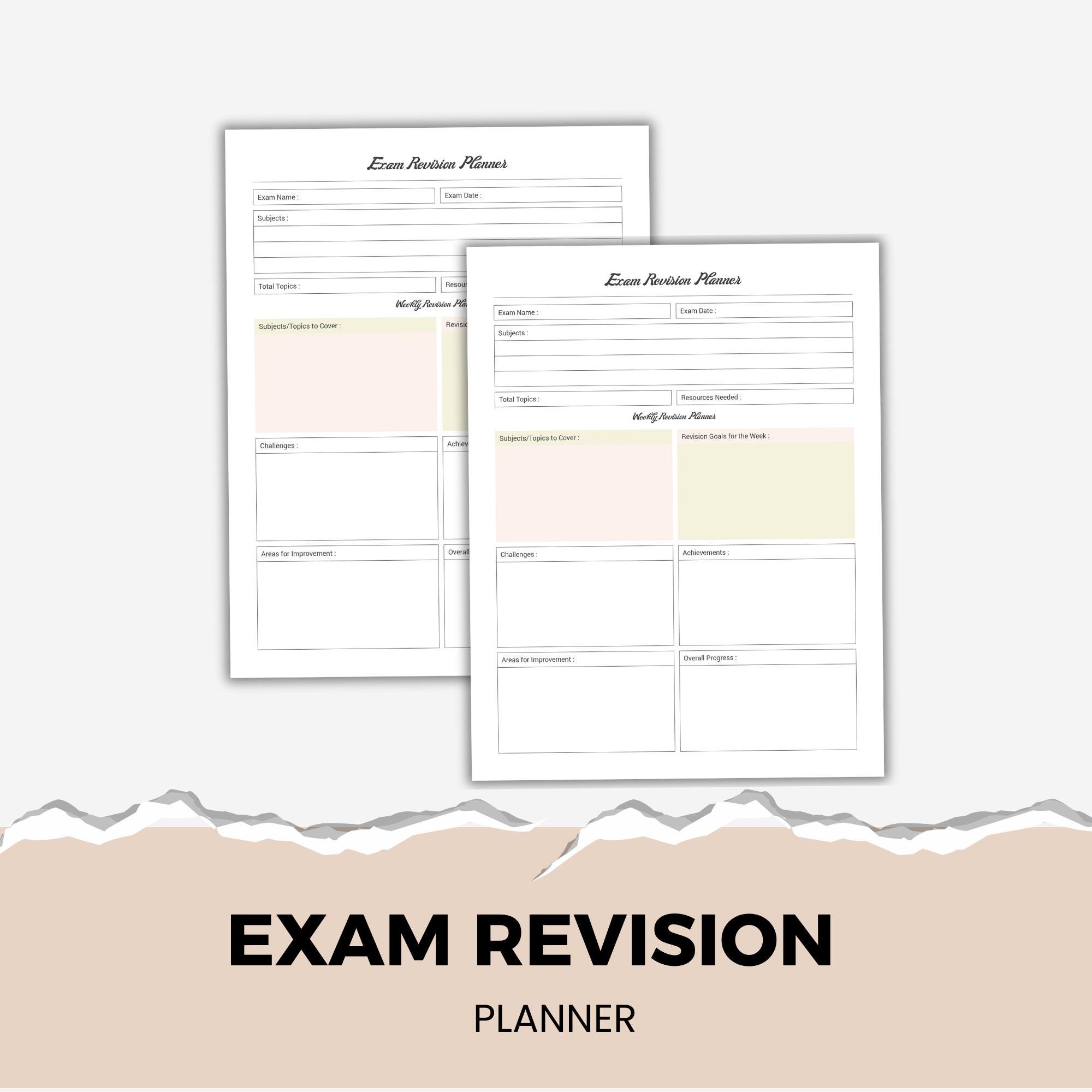 Exam Planner Bundle: Student Study Tracker & Revision Timetable Kit for ...