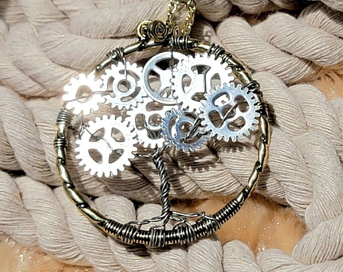 Steampunk Tree of Life Necklace, Handmade Jewelry, Industrial Style ...