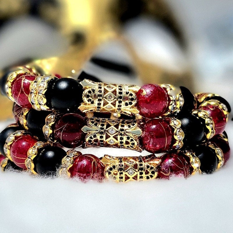 Dark Red Bracelet - Etsy