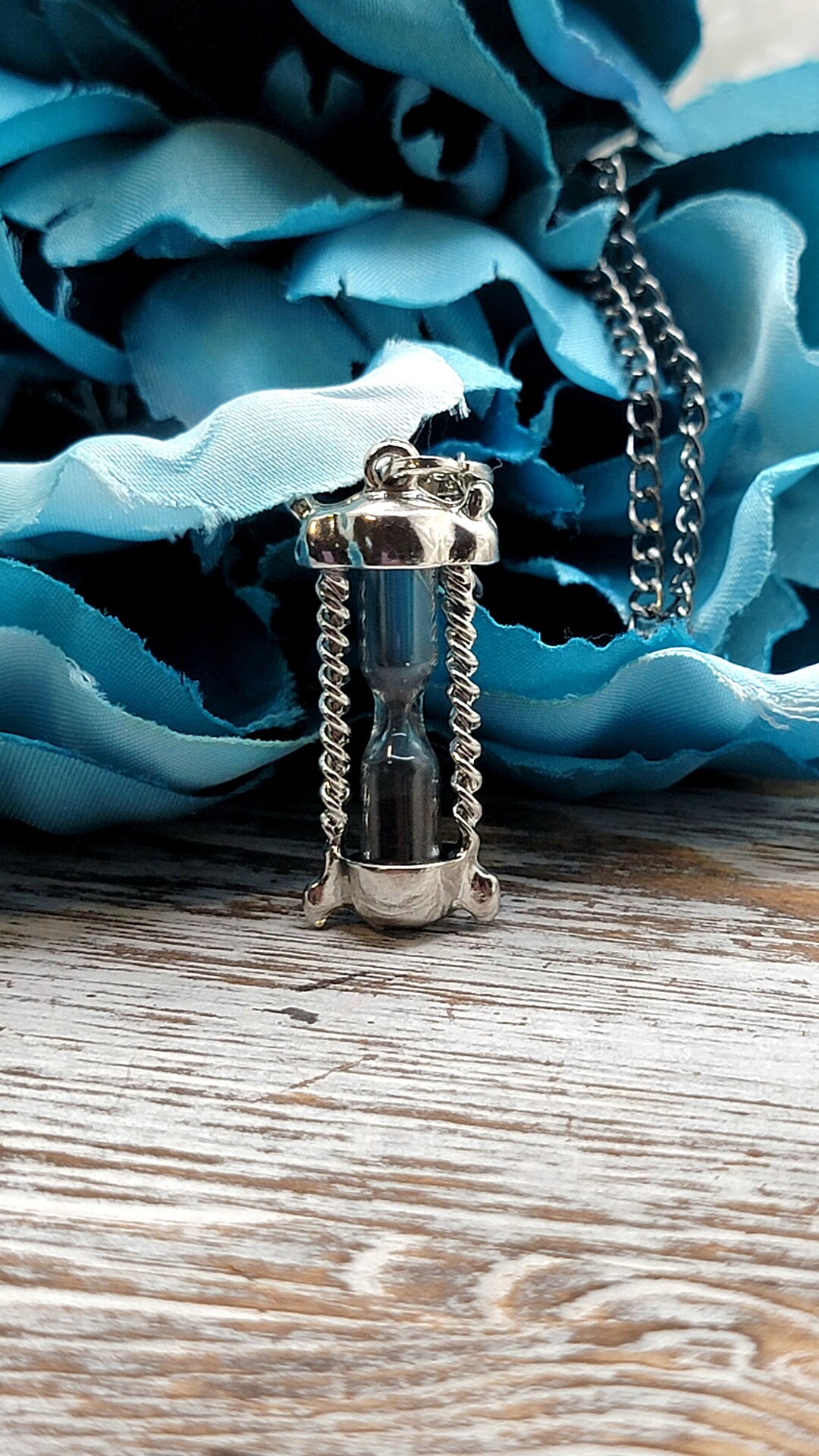 Miniature Hourglass With Black Sand Necklace Time Inspired - Etsy