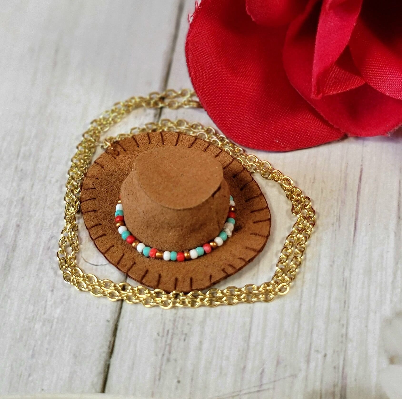 Rugged Style Cowboy Hat Necklace, Western Flair Accessory, Handmade ...