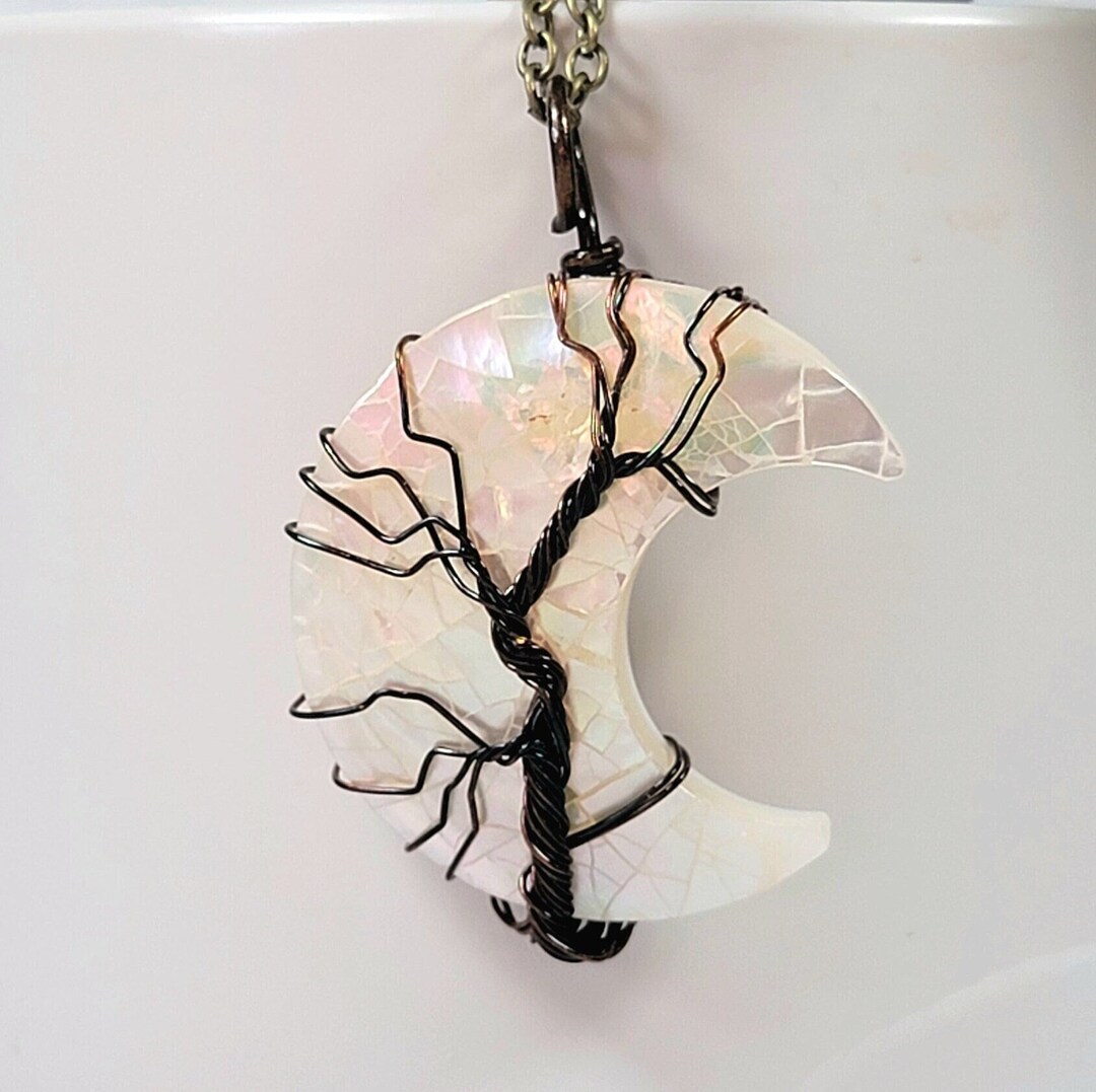 Wire-wrapped Moon Phase Necklace, Gift for Moon Lovers, Crescent Moon ...