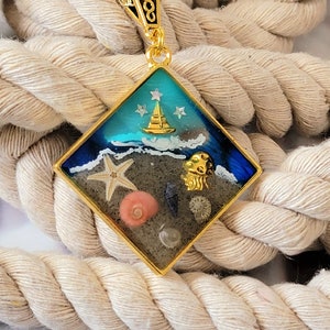 Beach-themed Jewelry W/ Golden Boat & Jellyfish Handmade - Etsy