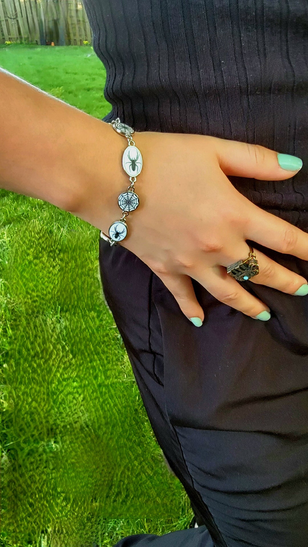 Spider Web Bracelet, Halloween Charm, Gothic Jewelry, Witchy Vibe ...