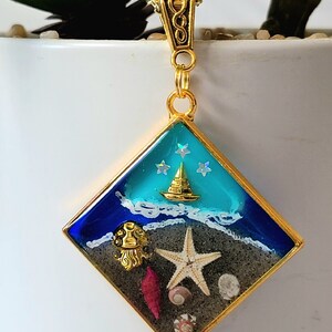 Beach-themed Jewelry W/ Golden Boat & Jellyfish, Handmade Nautical ...