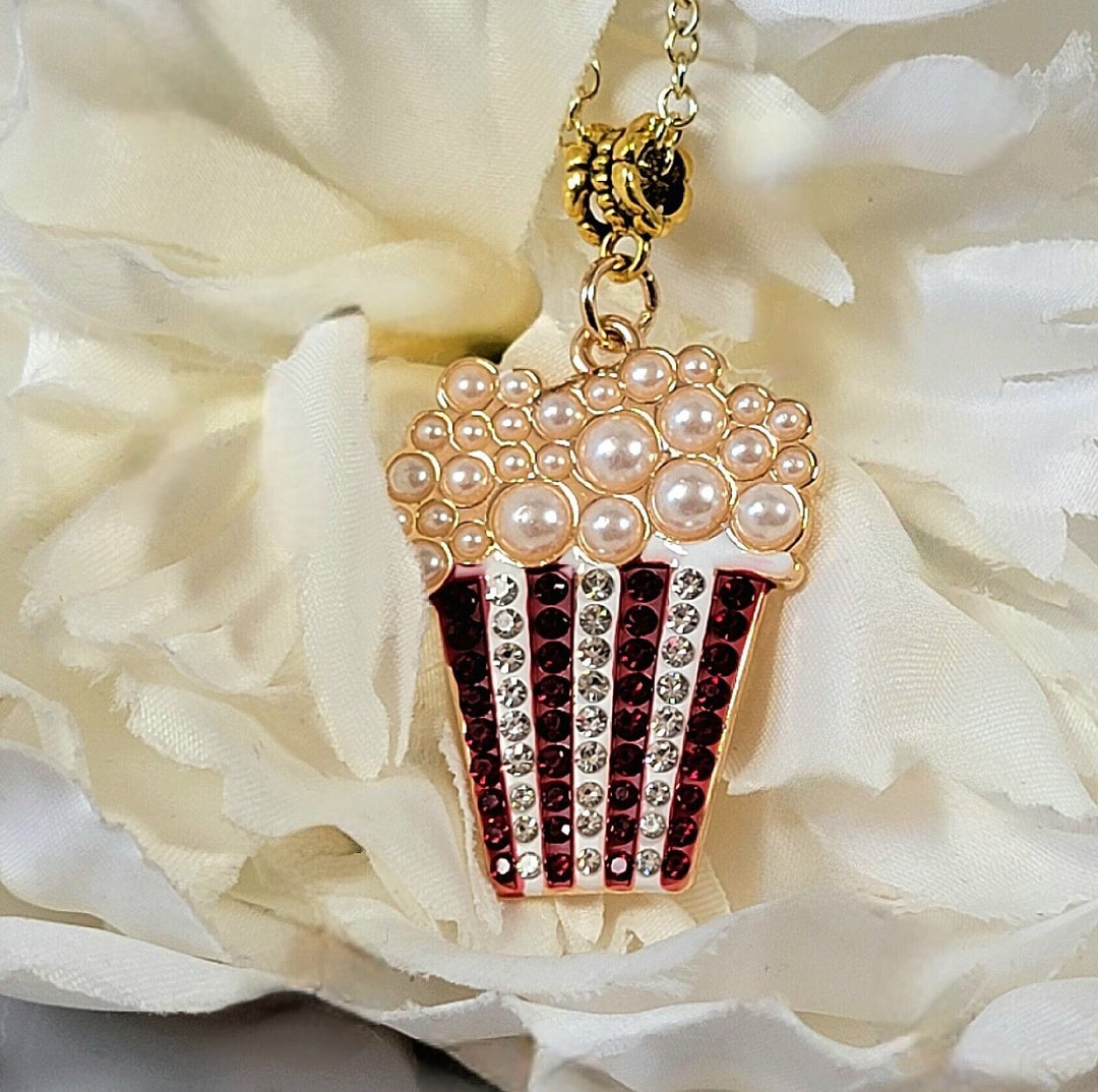 Glimmering Popcorn Delight, Whimsical Jewelry Design, Movie Night ...