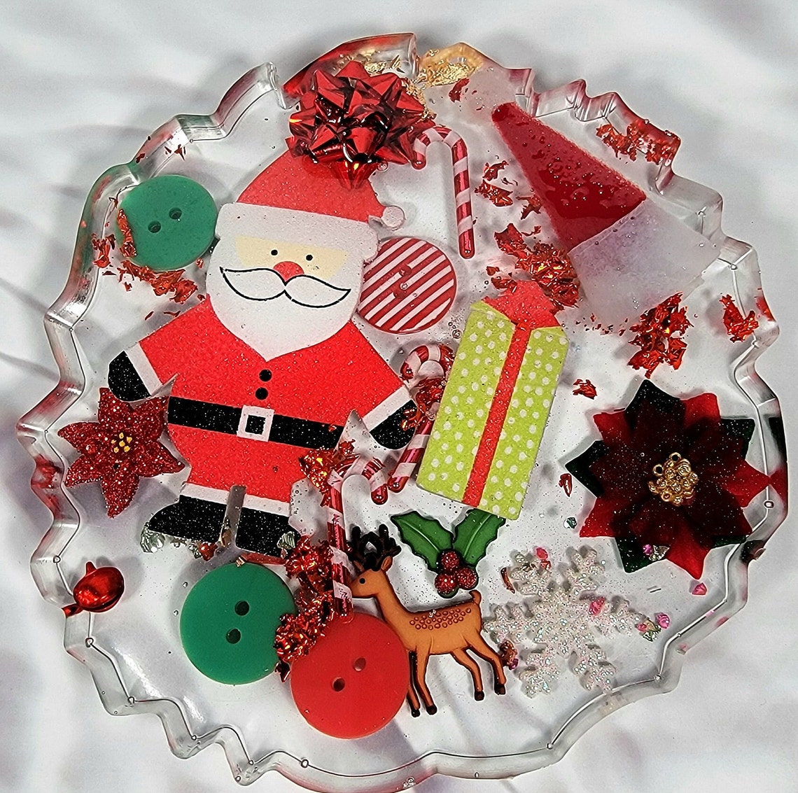 Winter Wonderland Themed Coasters Set of 4, Festive Santa & Reindeer ...