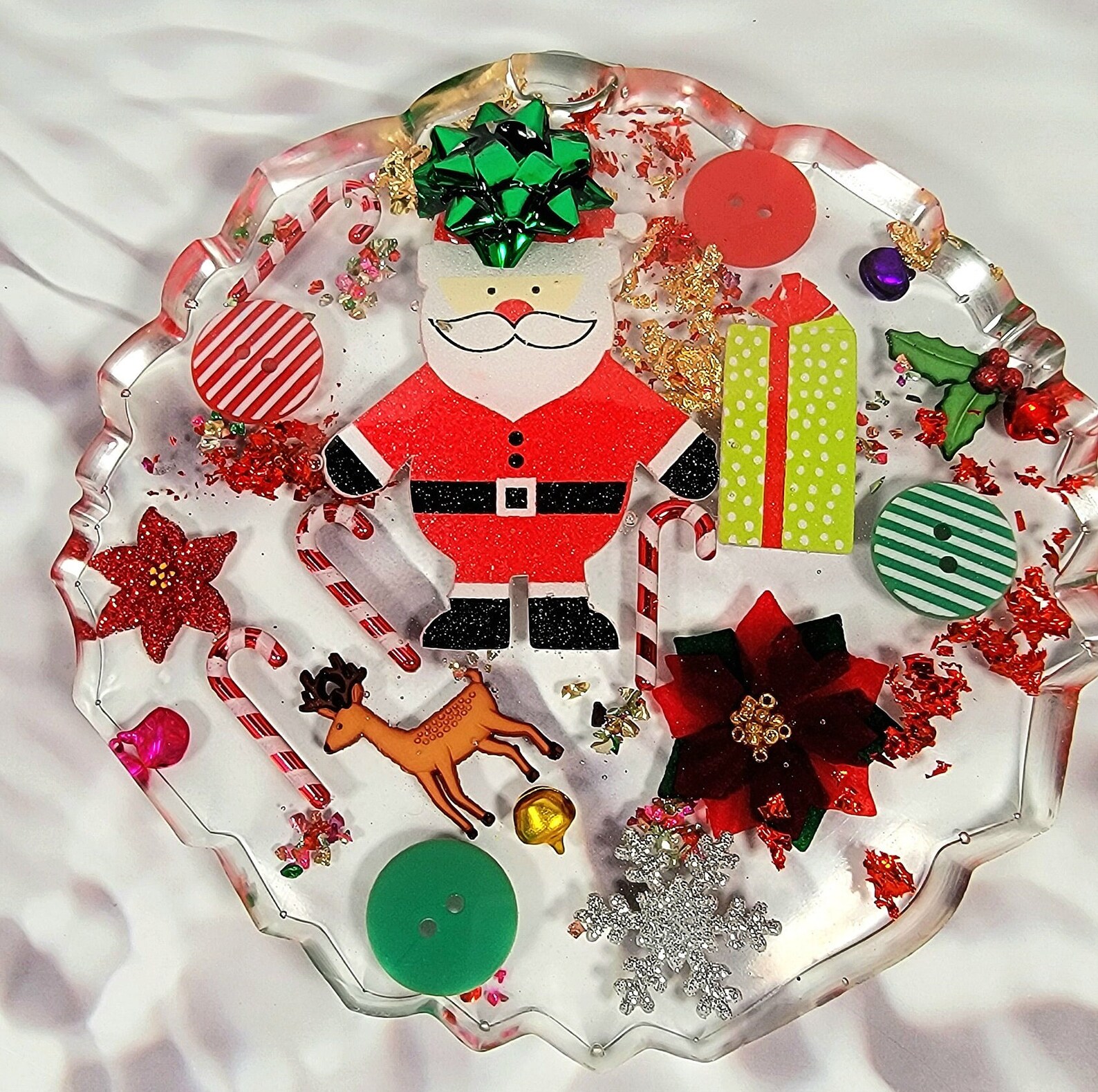 Winter Wonderland Themed Coasters Set of 4, Festive Santa & Reindeer ...