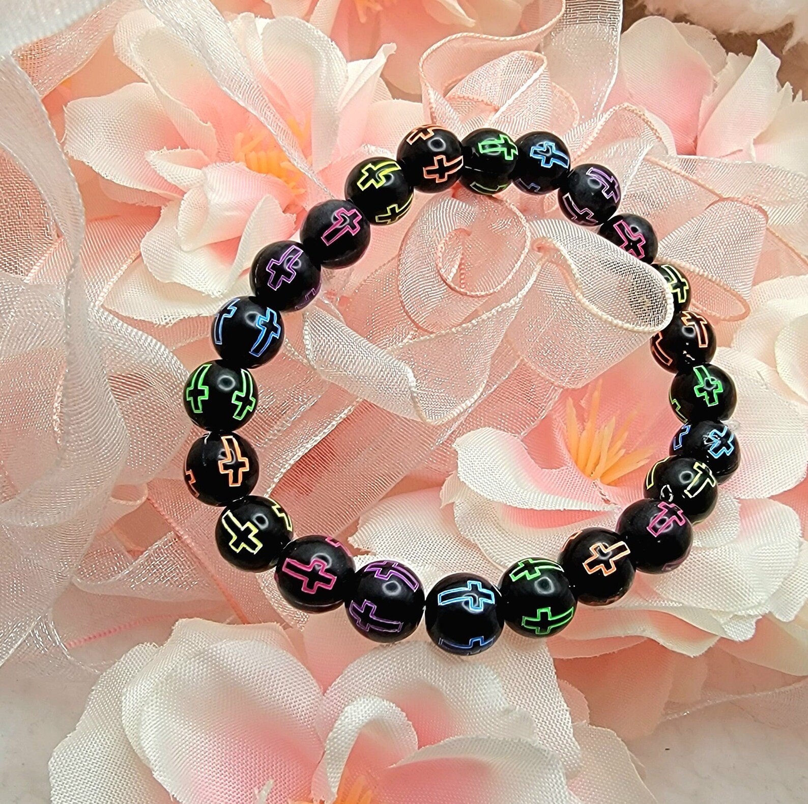 Multi-colored Cross Bead Bracelets, Vibrant Faith Expression Jewelry ...