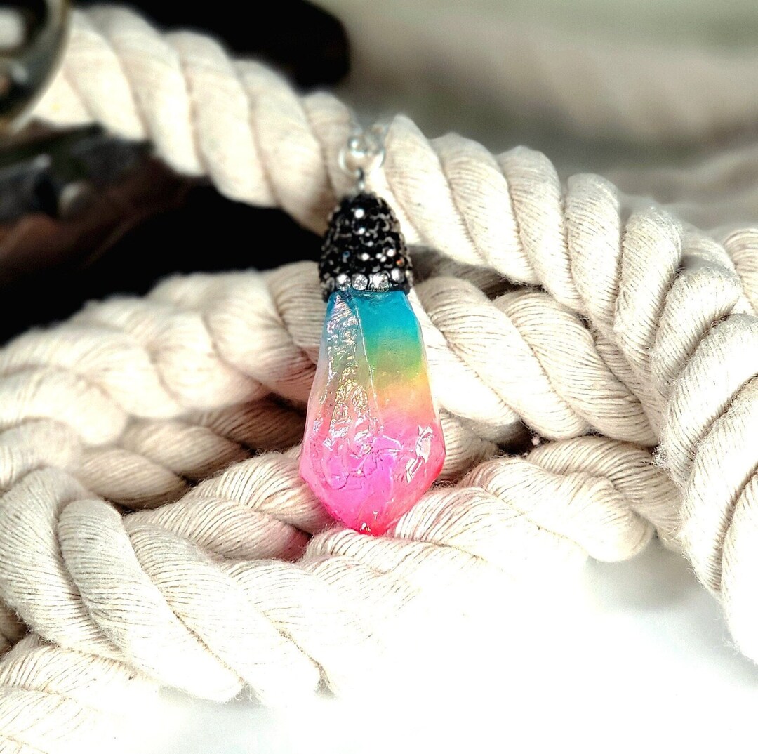 Pink Crystal Bullet Necklace, Ethereal Glamour for Everyday Wear ...