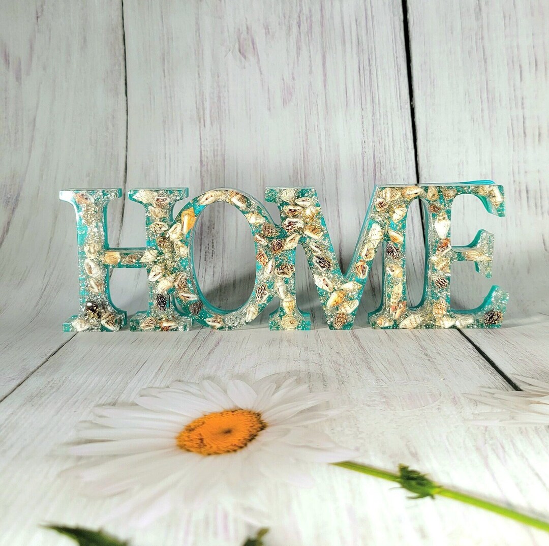 Seashell Decor Home Sign, Tropical Centerpiece, Handmade Beach Inspired ...