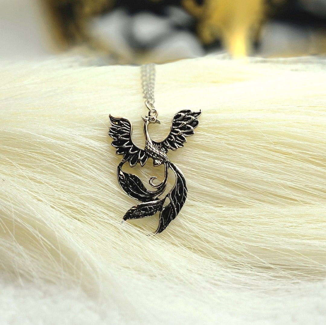 Silver Phoenix Bird Necklace, Rising From the Ashes, Handcrafted ...