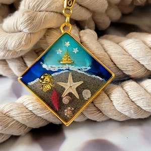 Beach-themed Jewelry W/ Golden Boat & Jellyfish Handmade - Etsy