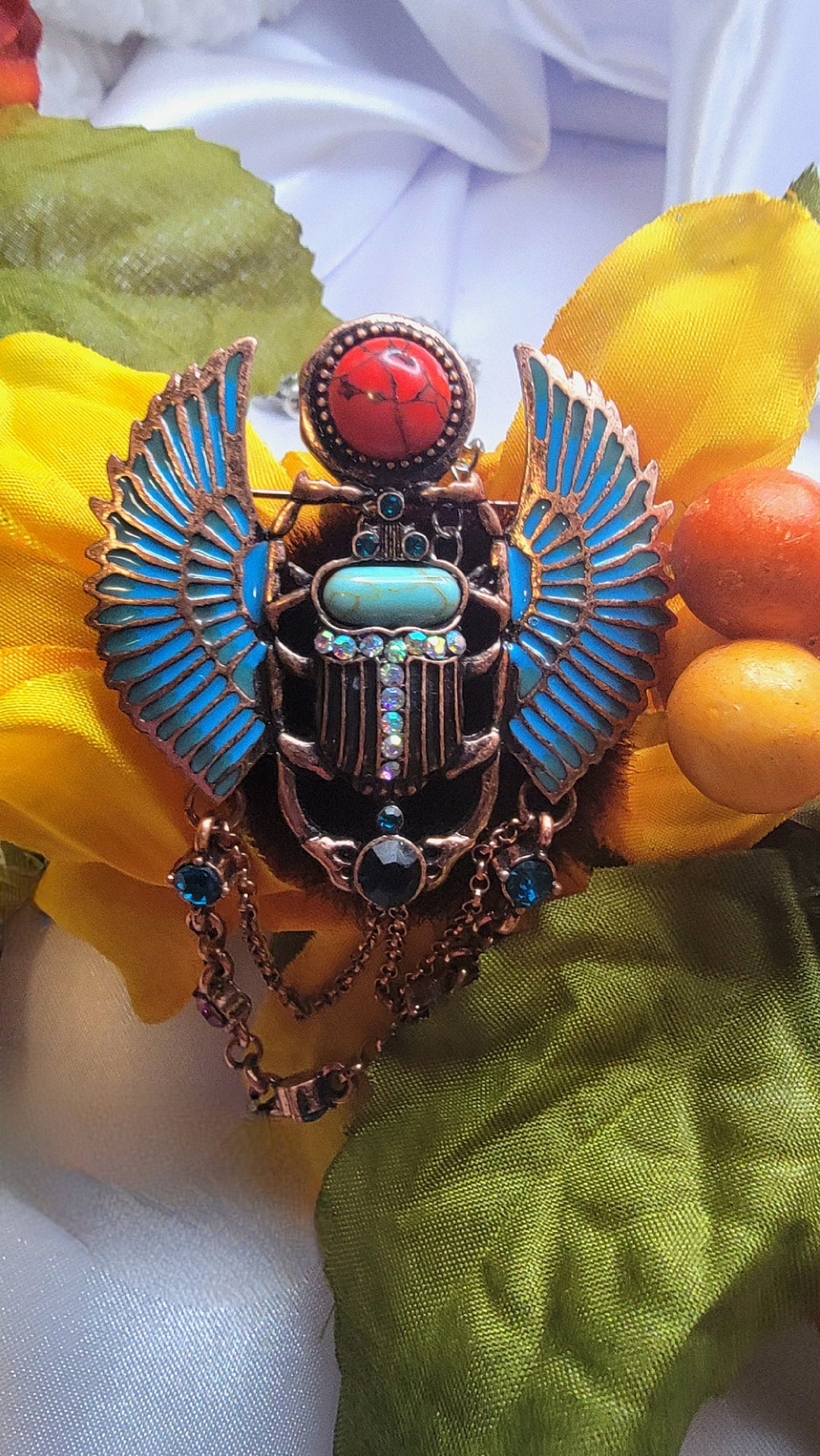 Egyptian Scarab Beetle Necklace, Winged Insect, Ancient Egypt Jewelry ...