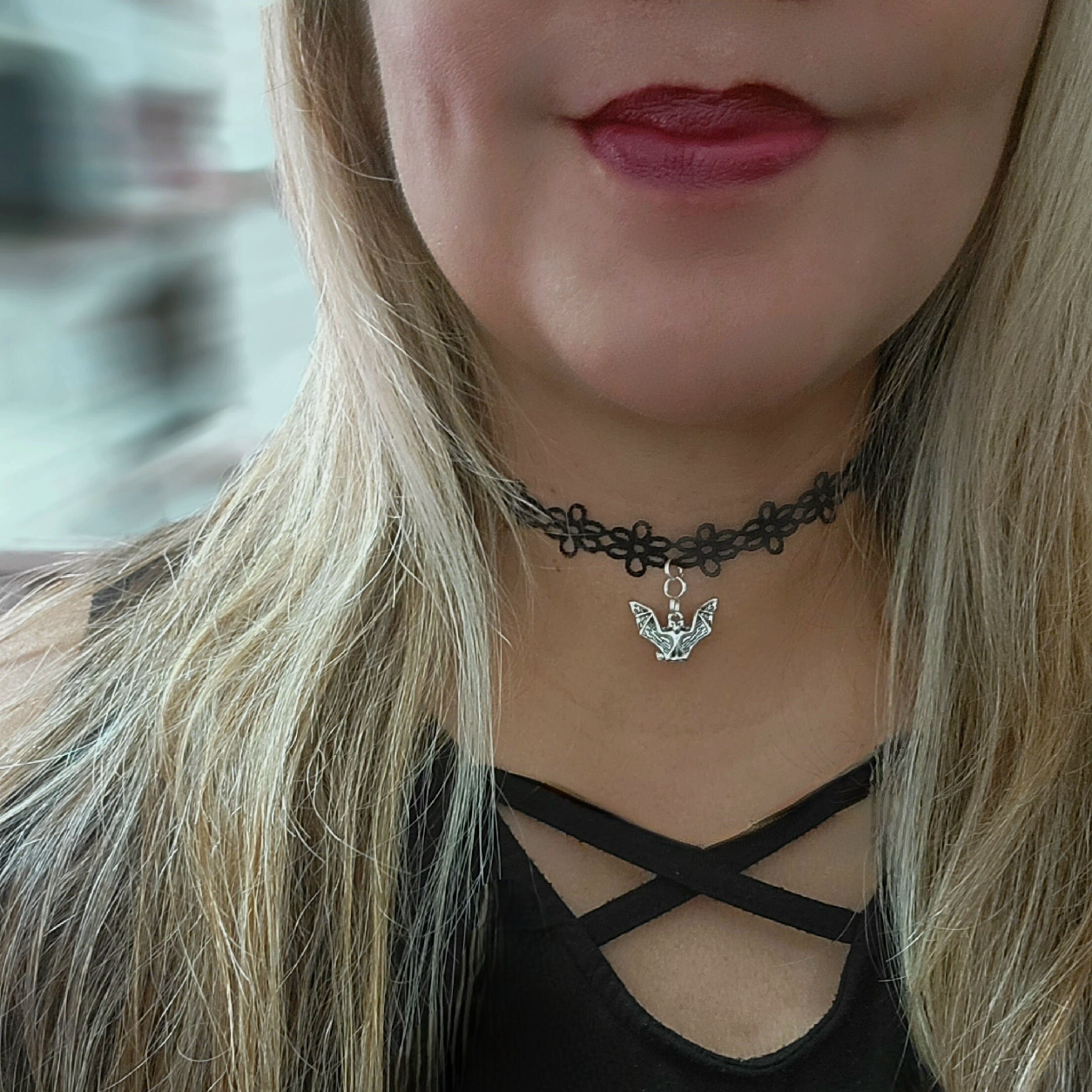 Bat Themed Jewelry, Gothic Lace Choker, Hauntingly Beautiful Accessory ...