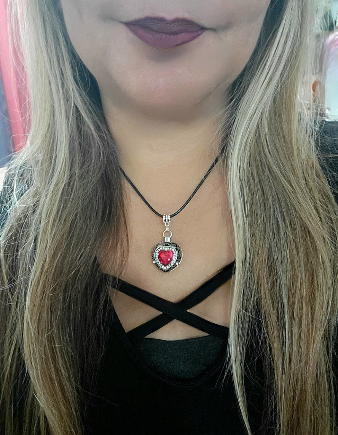 Blood-red Heart Shaped Necklace Queen of Hearts Necklace Red - Etsy