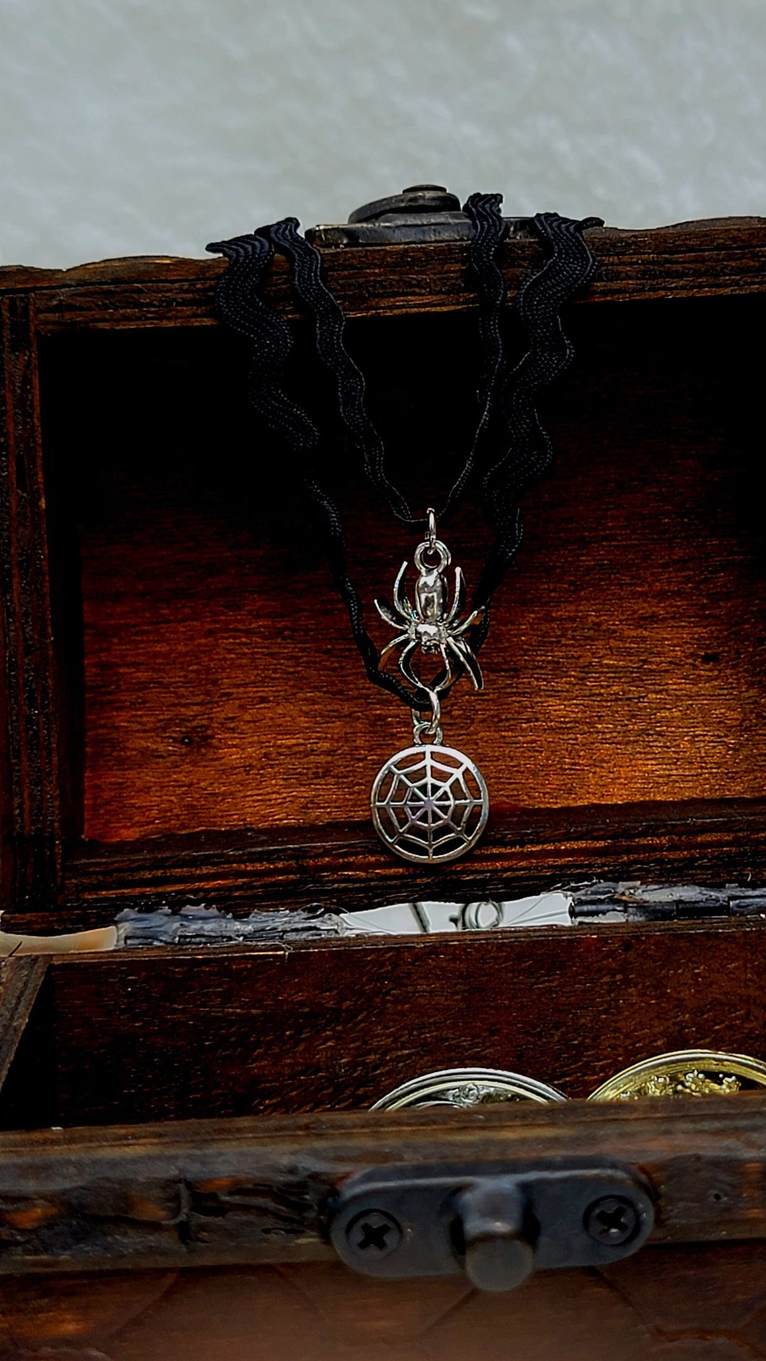 Spider Crawling Into Cobweb Choker Halloween Must Have - Etsy