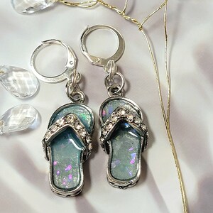 Blue Flip Flop Dangle, Beach Themed Earring, Cute Summer Jewelry ...