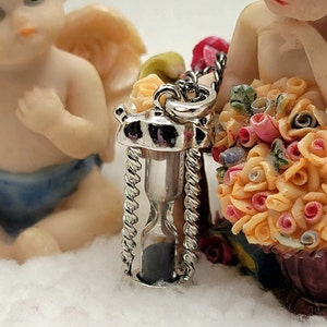 Miniature Hourglass With Black Sand Necklace, Time Inspired Jewelry ...