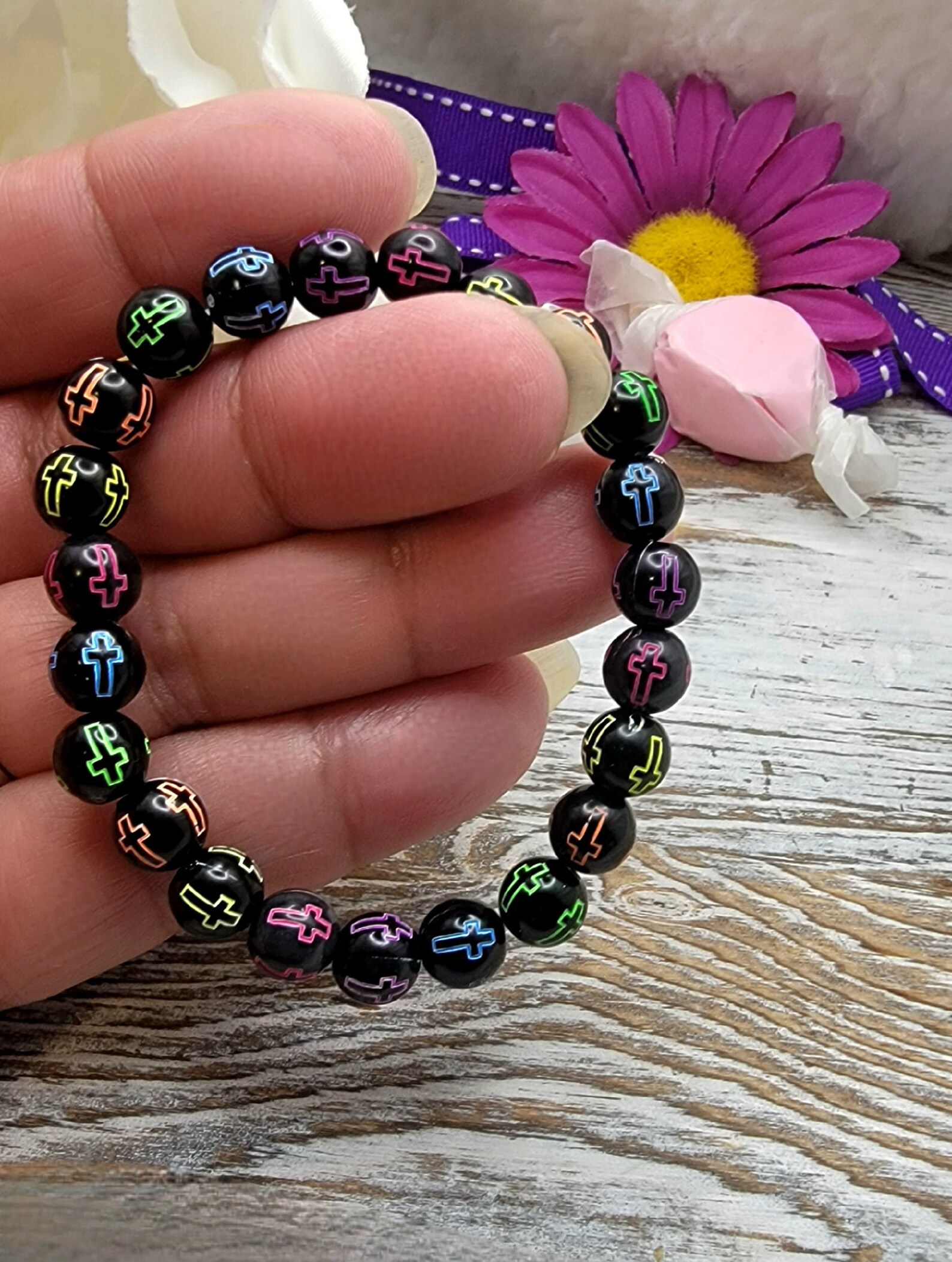 Multi-colored Cross Bead Bracelets, Vibrant Faith Expression Jewelry ...