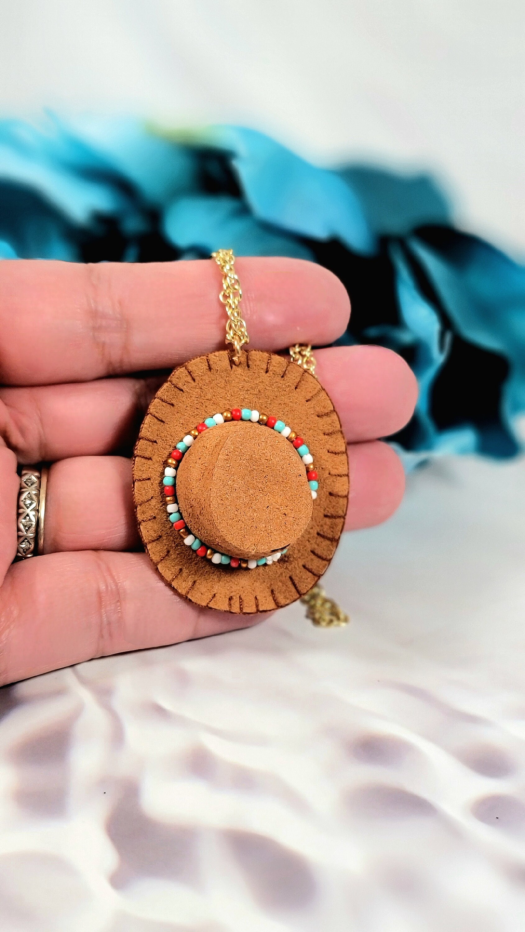 Rugged Style Cowboy Hat Necklace, Western Flair Accessory, Handmade ...