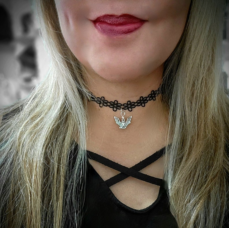 Bat Themed Jewelry, Gothic Lace Choker, Hauntingly Beautiful Accessory ...