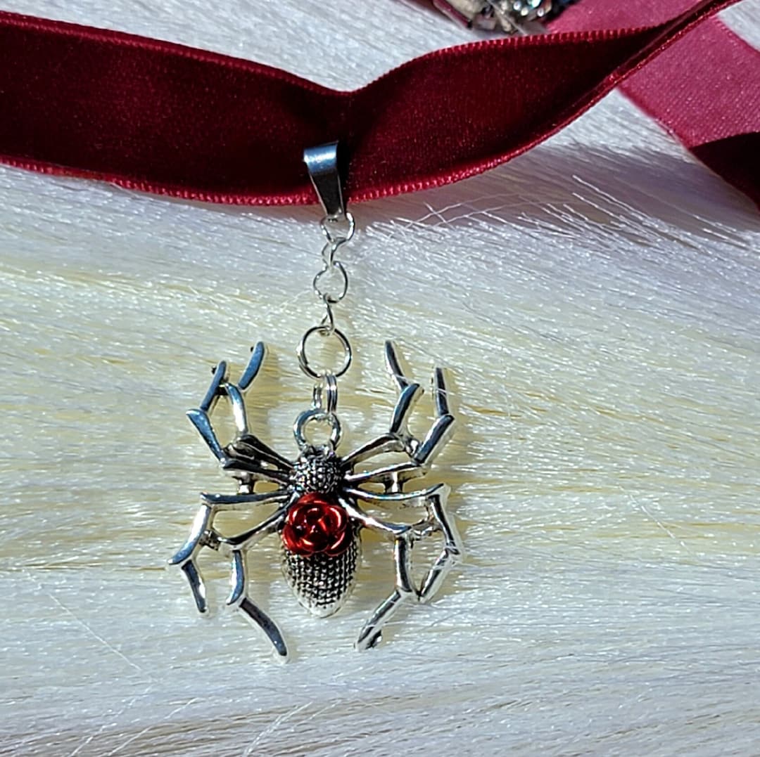 Silver Spider Choker, Macabre Chic, Gothic Spider Necklace, Edgy ...