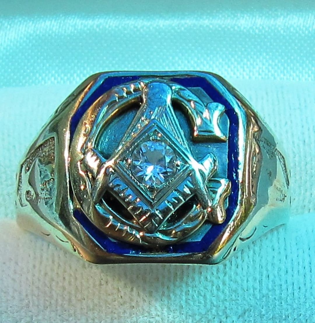 Vintage 1920s 10K White & Yellow Gold Diamond Masonic Ring, 8.76 Grams Size 11.75 - Etsy