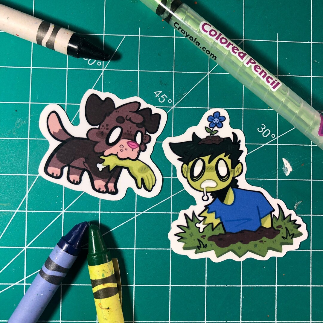 Zombie and Dog Sticker Set // 2in Vinyl Sticker - Etsy