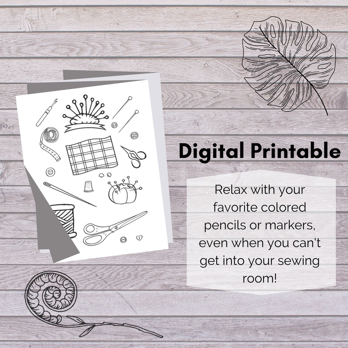 Sewing Coloring Pages Adult Coloring Pages Digital Download - Etsy