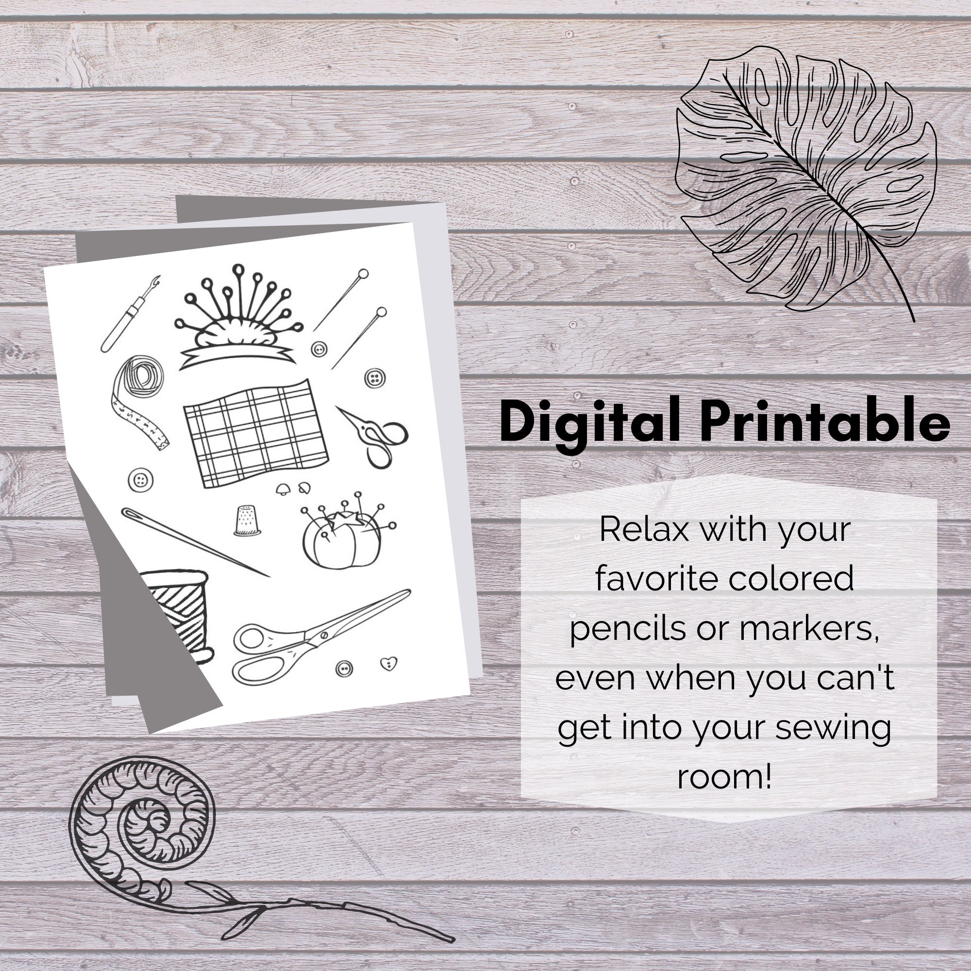 Sewing Coloring Pages - Adult Coloring Pages Digital Download ...