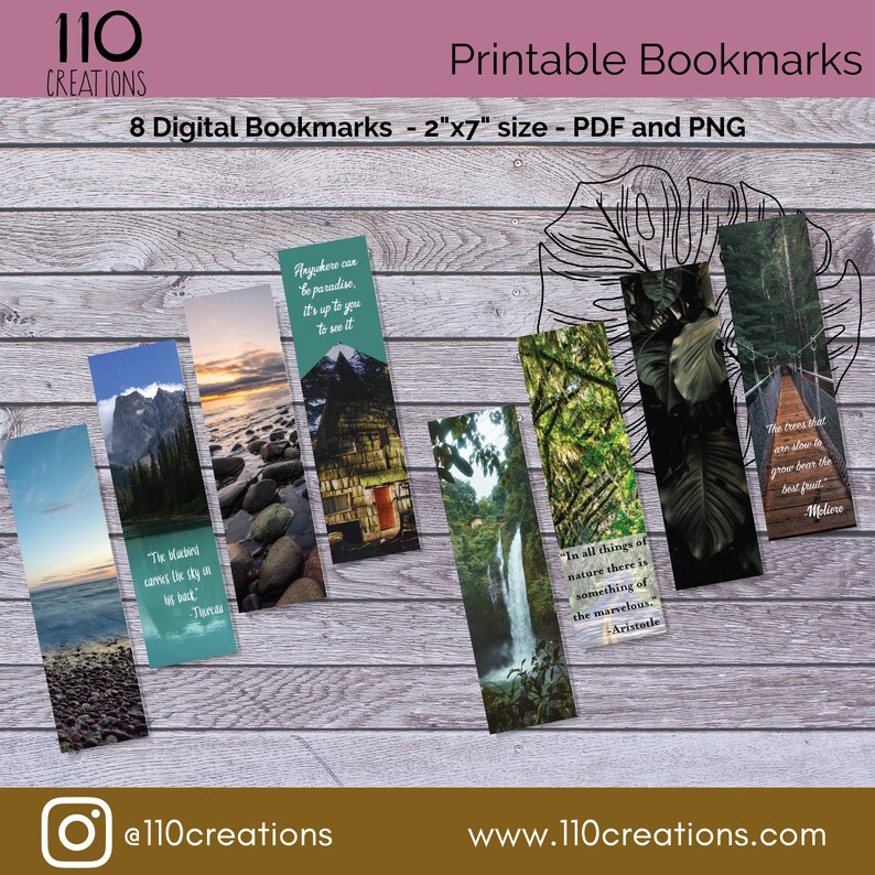 PRINTABLE Bookmarks - Nature Bookmarks - Waterfall Beach Bookmarks ...