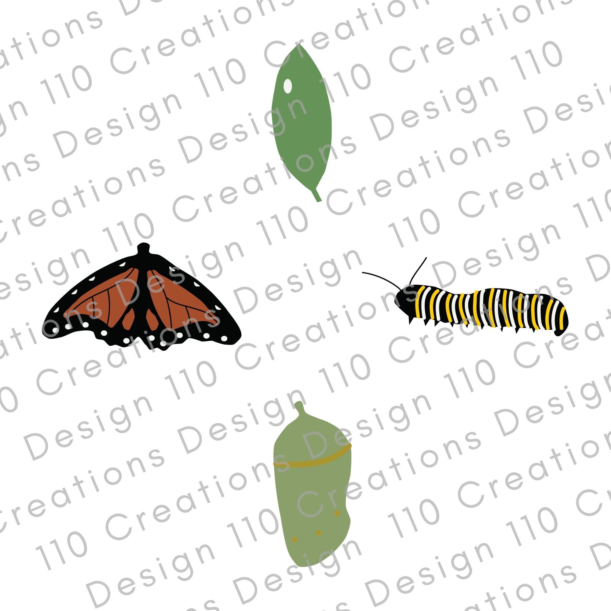 Monarch SVG PNG DXF Monarch Life Cycle Cut File Monarch Butterfly ...