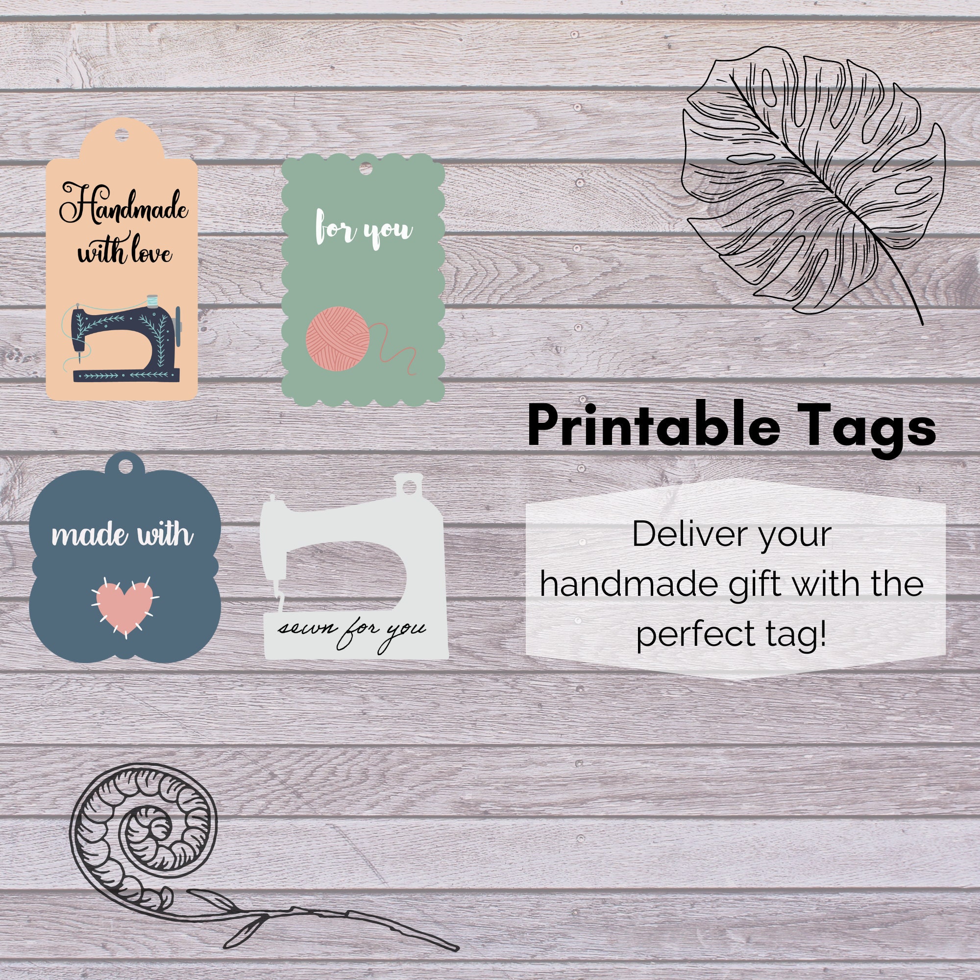 PRINTABLE Handmade Tags, Printable Tags Bundle, Handmade Gift Tags ...