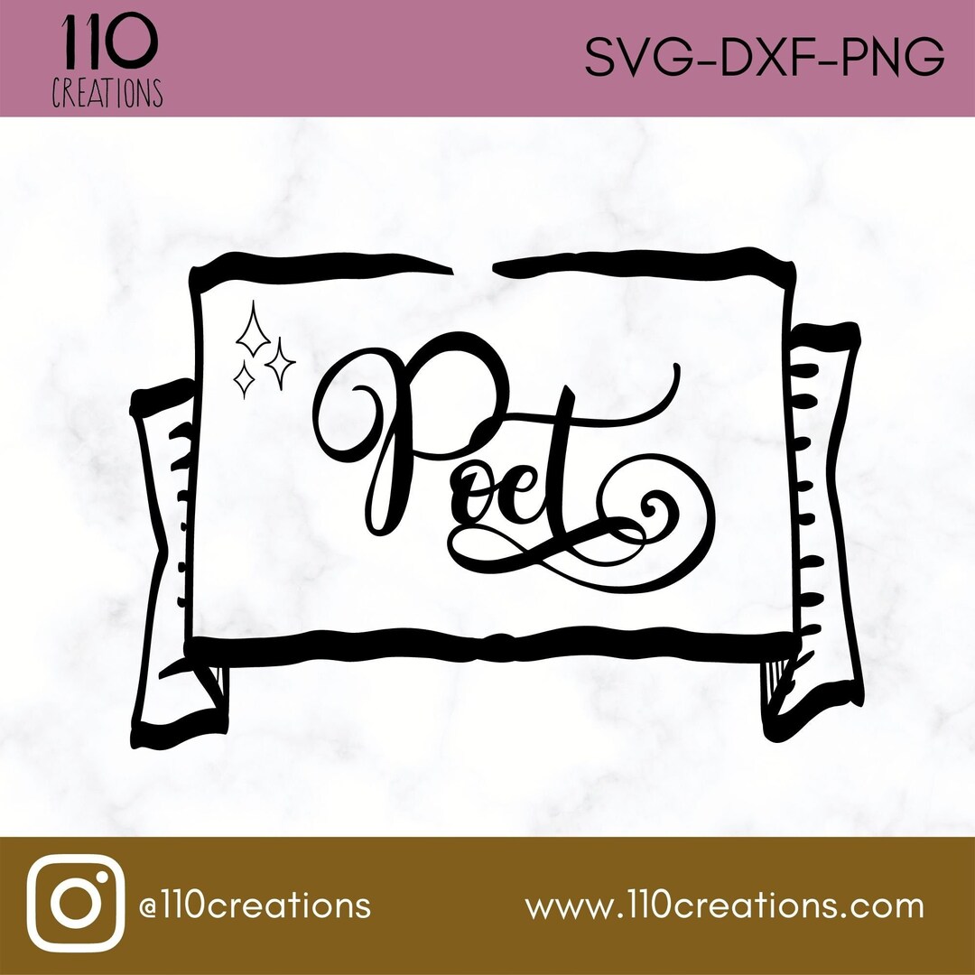 Poet SVG DXF PNG - Poet Clip Art - Digital Poet Design - Poet Cricut ...