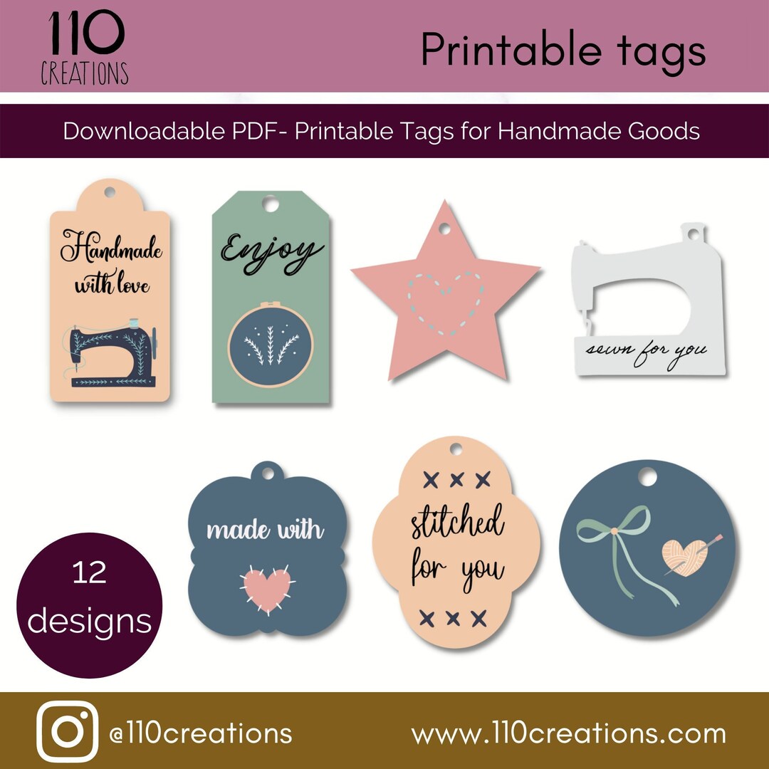 PRINTABLE Gift Tags - Handmade Tags Bundle - Handmade Gift - Gift Tags ...