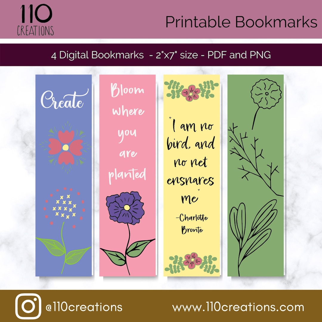PRINTABLE Bookmarks - Digital Bookmarks - Floral Pastel Bookmarks ...