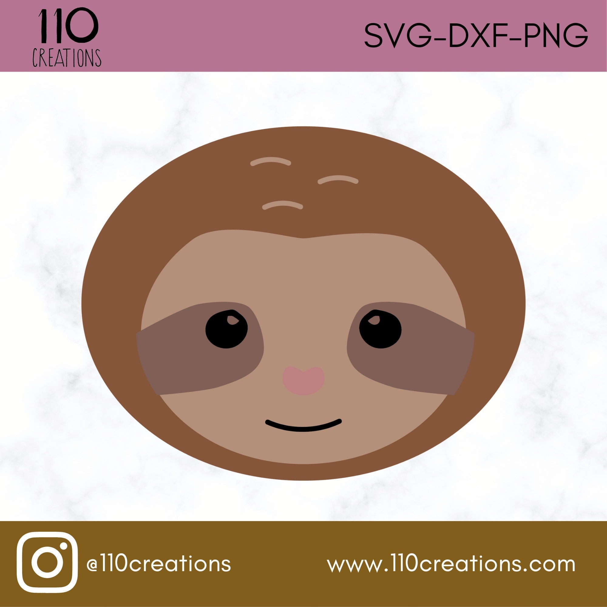 Sloth SVG PNG DXF - Sloth Face Cut File - Sloth Digital Art - Cute ...