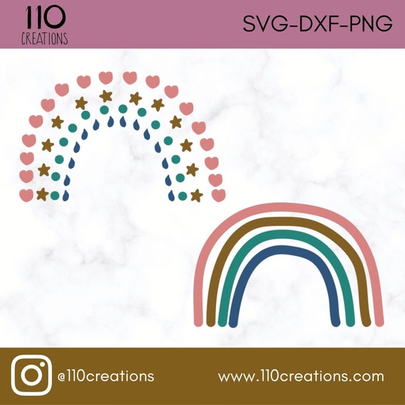 Rainbow SVG PNG DXF Rainbow Made of Shapes Cut File Pastel | Etsy
