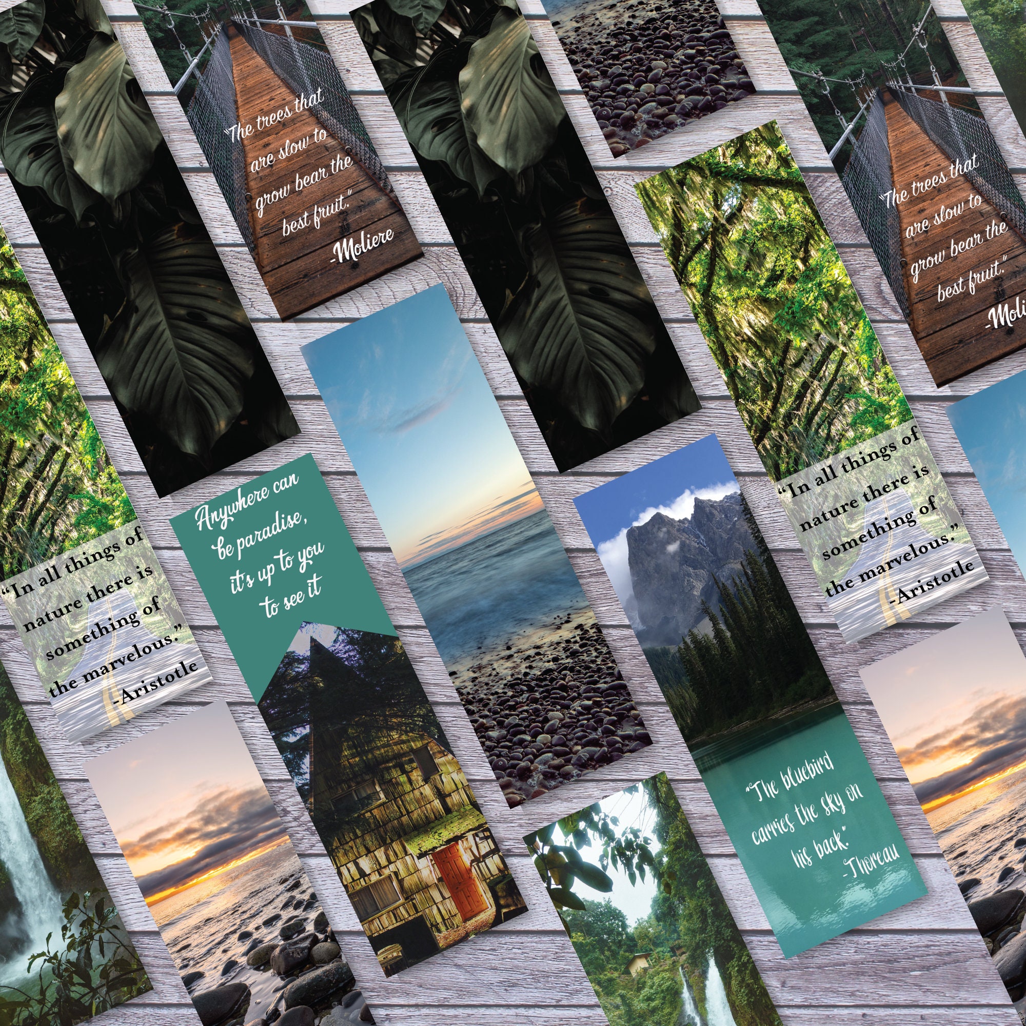 PRINTABLE Bookmarks - Nature Bookmarks - Waterfall Beach Bookmarks ...