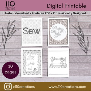Sewing Coloring Pages - Adult Coloring Pages Digital Download ...
