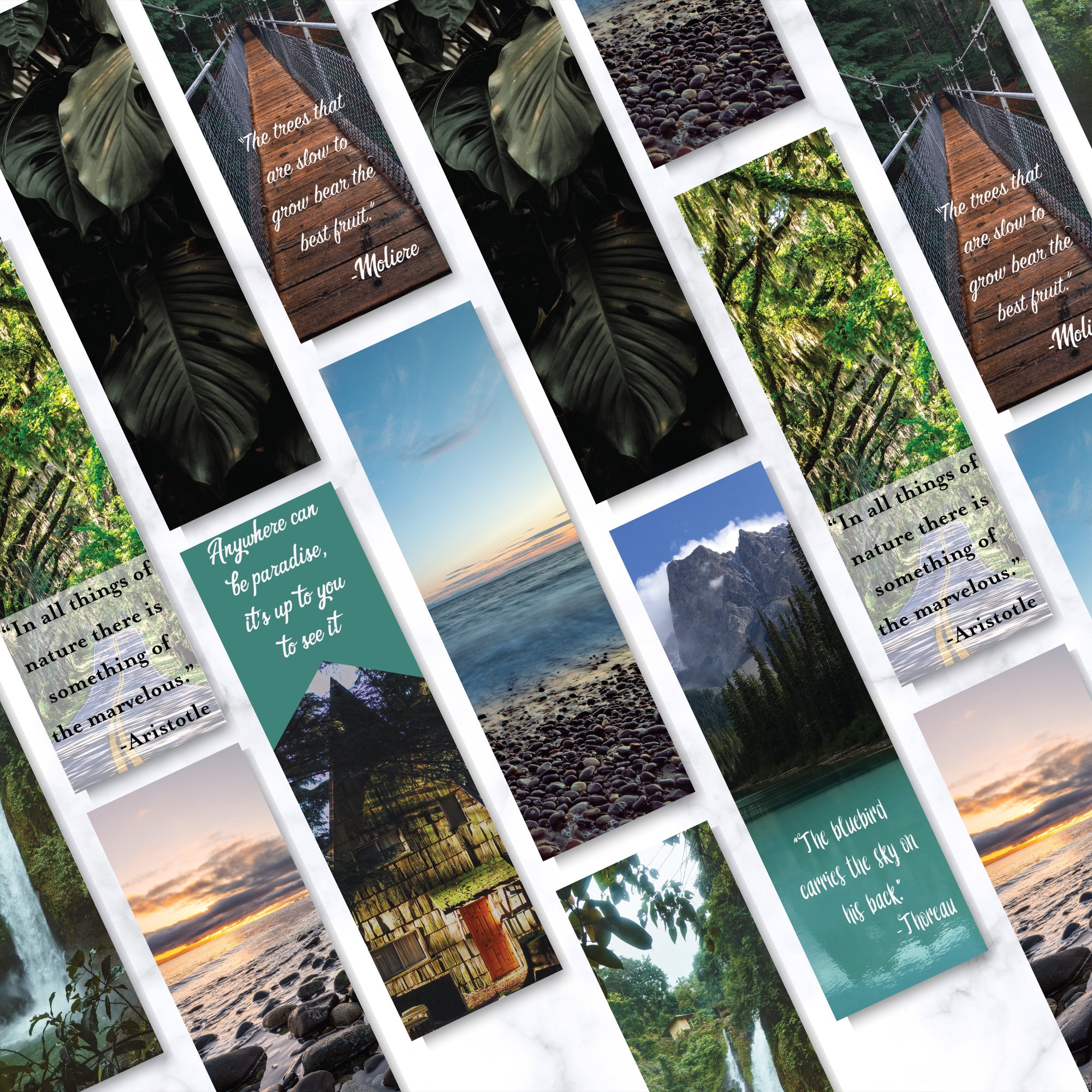 PRINTABLE Bookmarks - Nature Bookmarks - Waterfall Beach Bookmarks ...